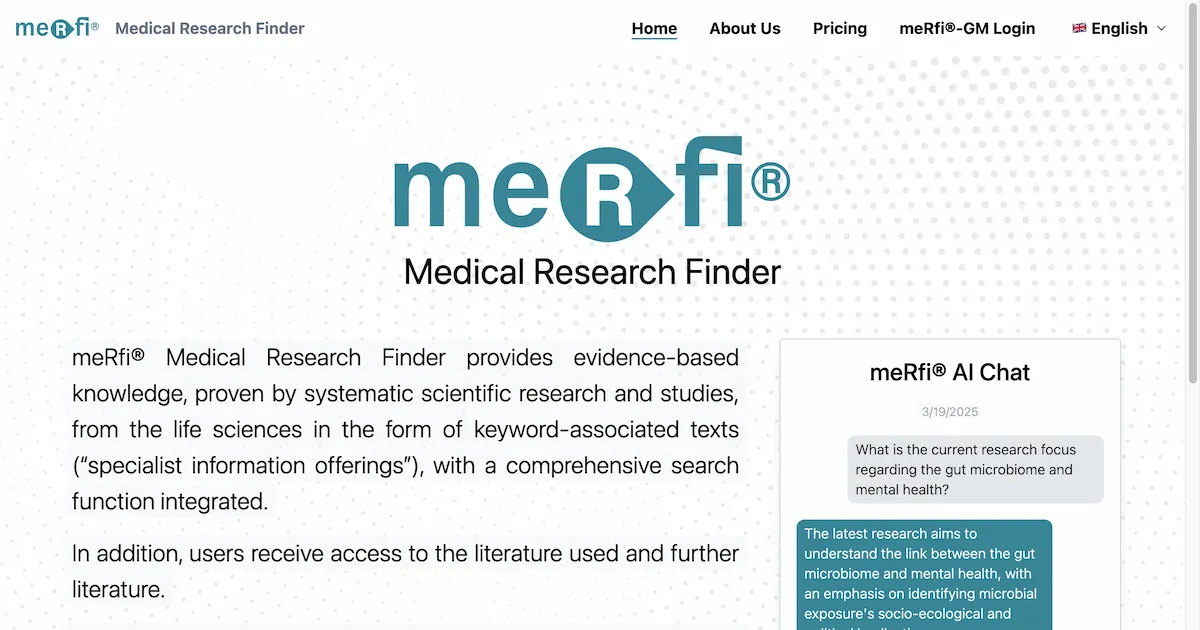 meRfi® - Medical Research Finder